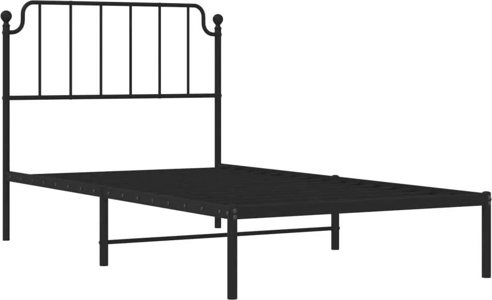 vidaXL Kovový rám postele s čelem 100 x 200 cm [373882] Barva: Bílá