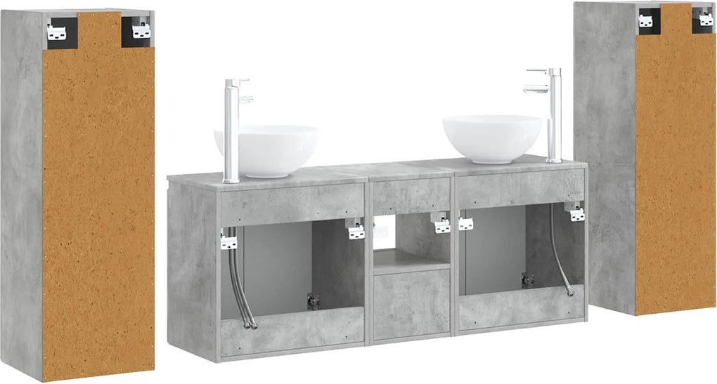Sada koupelnového nábytku 5 ks Betonově šedá 33 x 34,5 x 100 cm 3405986