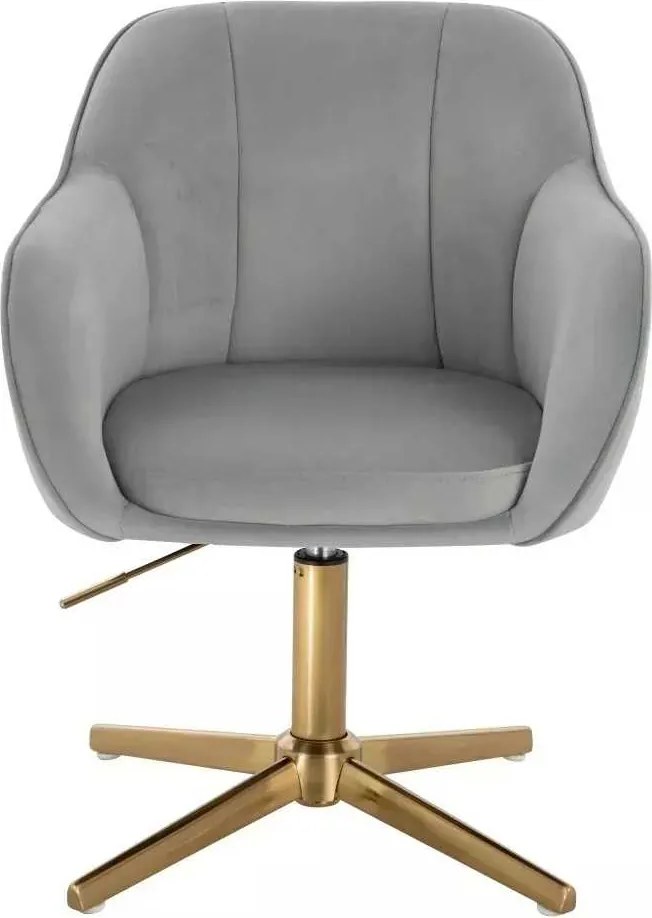 LuxuryForm DESIGN Otočná židle AVOLA VELUR na zlatém kříži - světle šedá