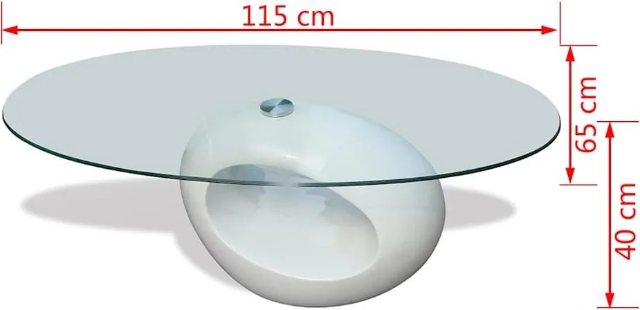 Konferenční stolek se skleněnou deskou a vysokým leskem bílý 240318