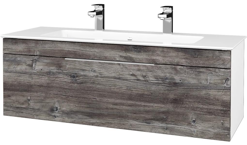 Dřevojas Koupelnová skříň ASTON SZZ 120 Varianta: N01 Bílá lesk / Úchytka T06 / D06 Ořech