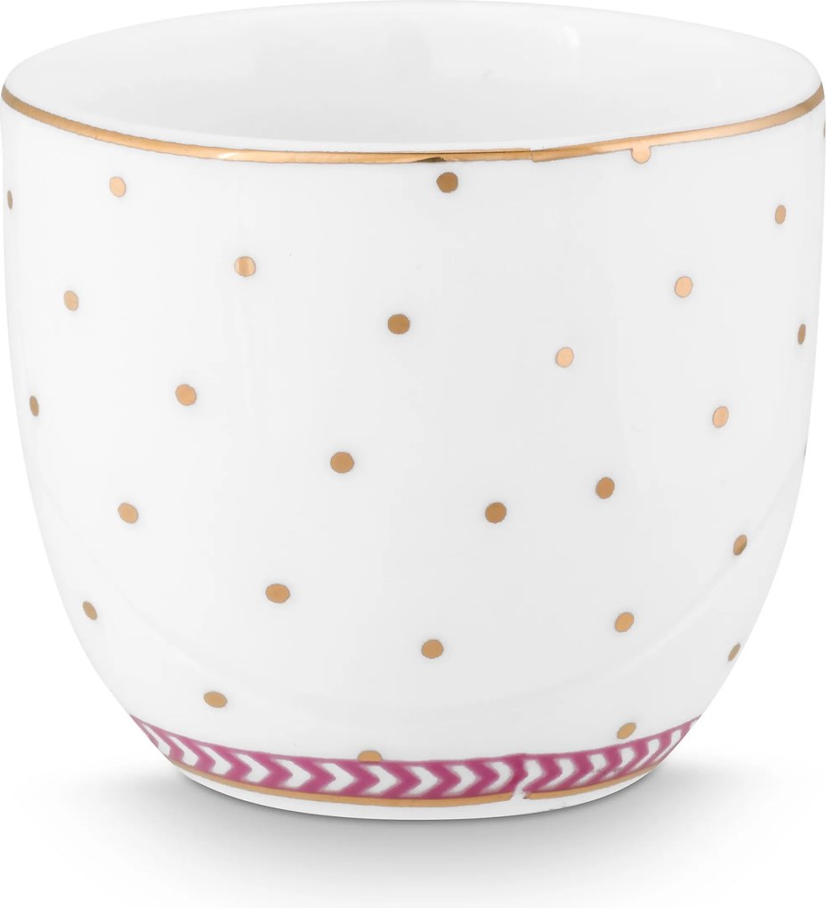 Pip Studio Jolie Dots Gold Kalíšek na vajíčko, růžový (porcelánová vajíčkovka)