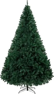 HOMCOM jedlový vánoční stromek 270 cm s kloubovými větvemi 2418 nehořlavých PVC jehliček, rychlá montáž, skládací ocelová základna, zelený