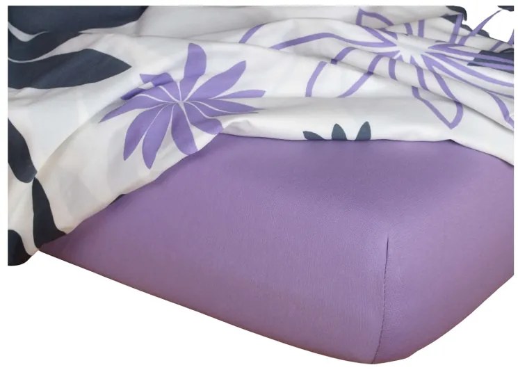 DADKA VRACOV Jersey prostěradlo fialové Rozměr 120x220x20