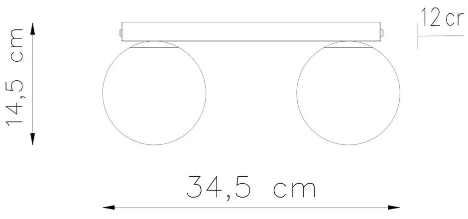 Černé stropní svítidlo se skleněným stínidlem ø 12 cm Umerta – Sollux