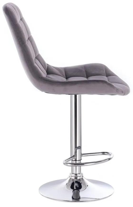 LuxuryForm Barová židle PARIS VELUR na stříbrném talíři - šedá