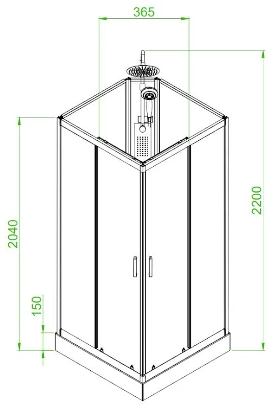 BPS-koupelny Hydromasážní box HYD-LI80, 80x80 cm, černá/transparent