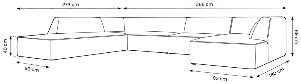 MUZZA Rohová pohovka buro do tvaru U levá samet zelená