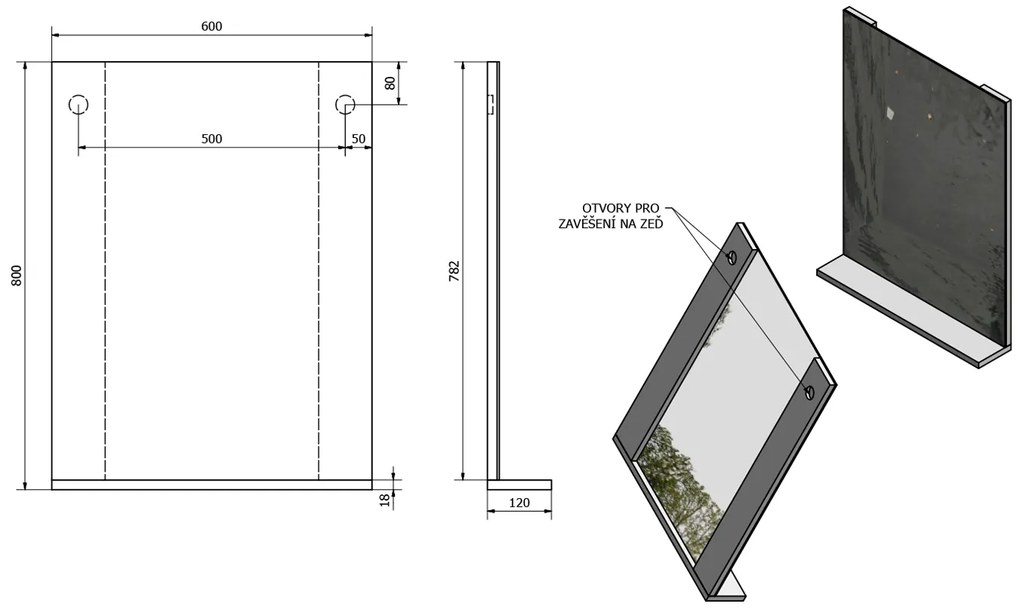 Aqualine, BETA zrcadlo 60x80x12cm, 57397