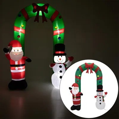 Nafukovací vánoční oblouk se Santa Clausem a sněhulákem 250 × 195 cm
