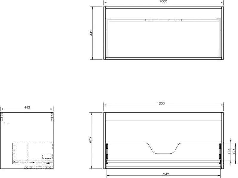 Mexen Box-A, závěsná skříňka 100 cm, 1 zásuvka, dub, 91AX0-1000-470-1-81