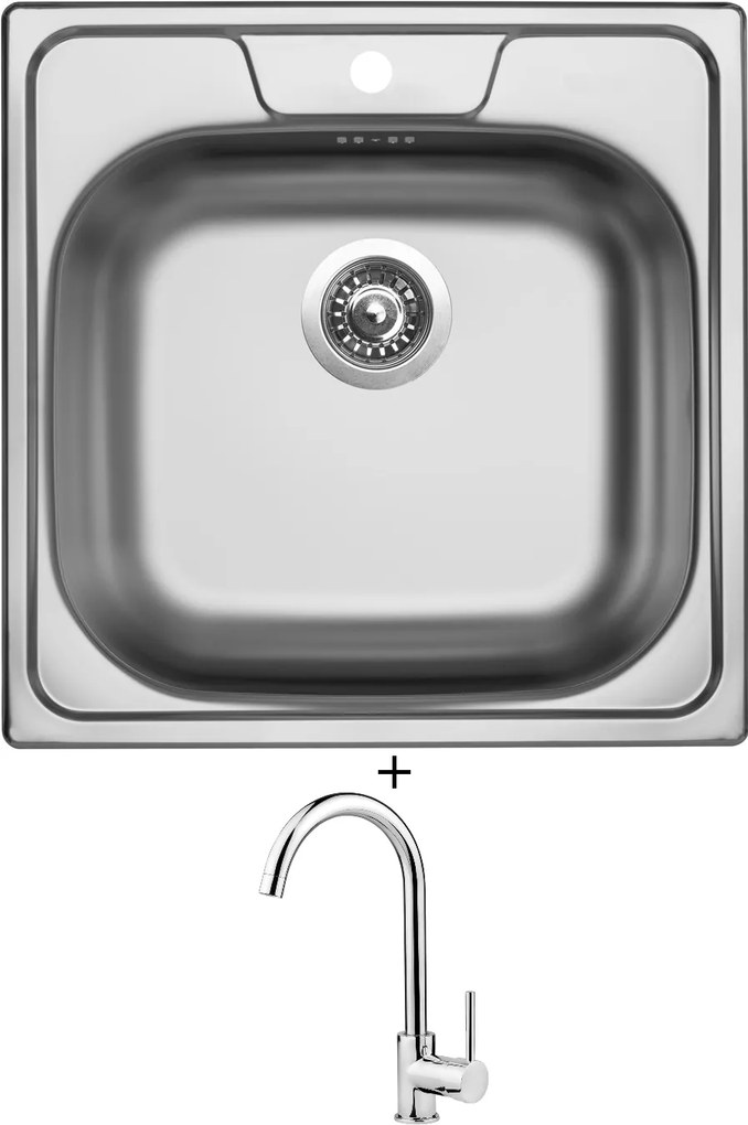 SET Sinks CLASSIC 480 V nerez matný + Deante ASTER 062 M chrom