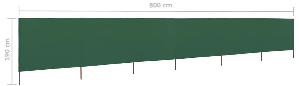 vidaXL Marketos 6dílná zástěna proti větru látková 800 x 160 cm zelená