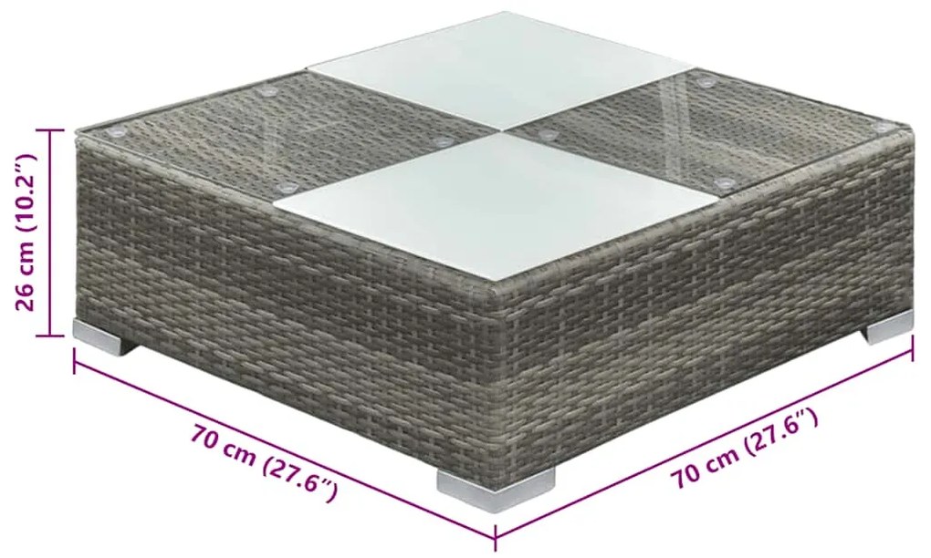 vidaXL Marketos 6dílná zahradní sedací souprava s poduškami polyratan šedá