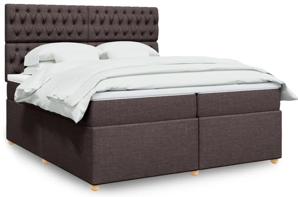 Box spring postel s matrací tmavě hnědá 200x200 cm textil