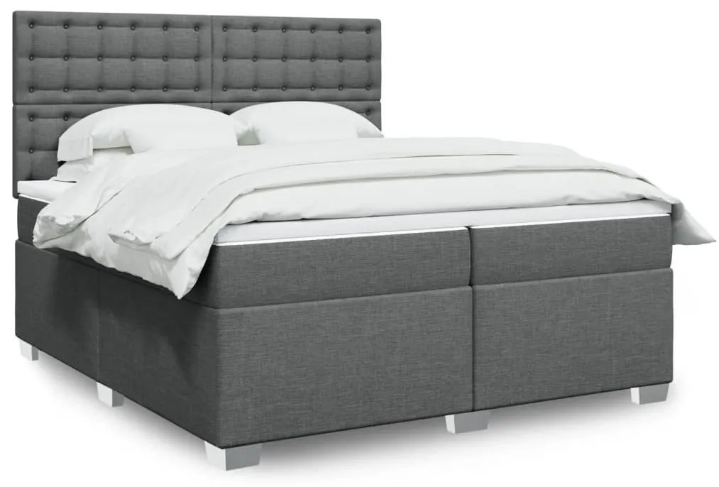 Box spring postel s matrací tmavě šedá 200x200 cm textil 3292910