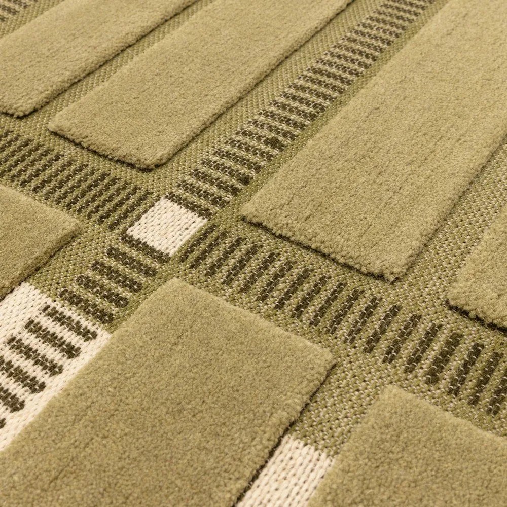 Zelený/béžový ručně tkaný vlněný koberec 120x170 cm – Asiatic Carpets