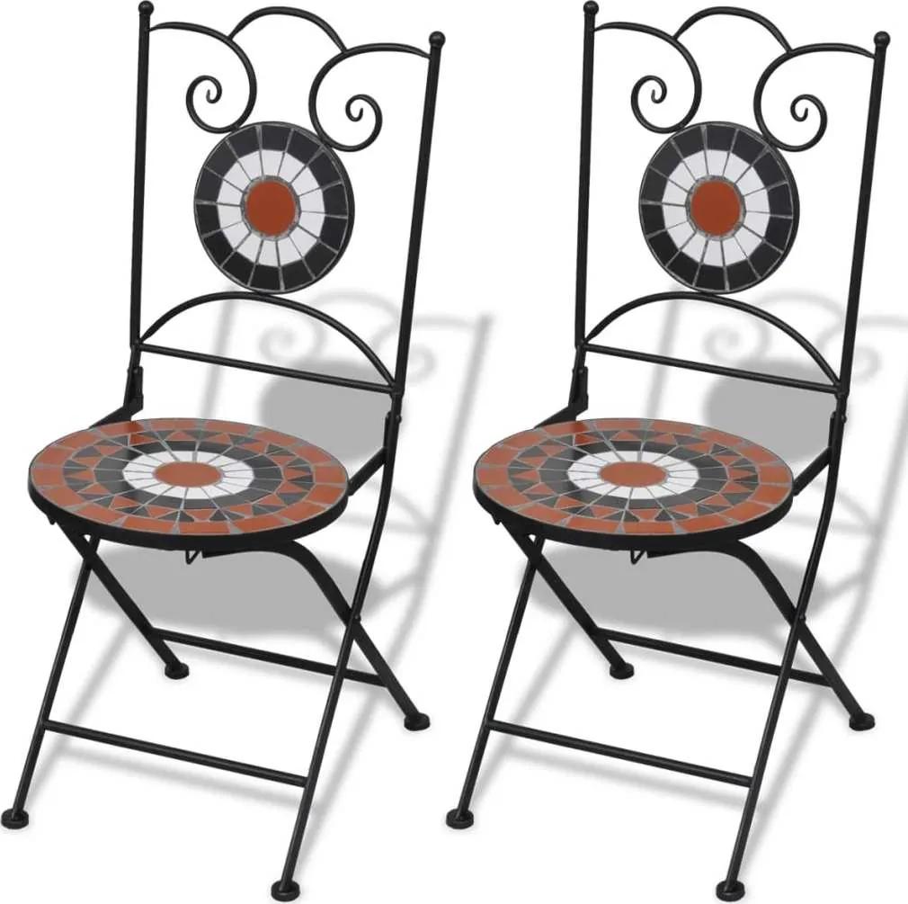 vidaXL Skládací bistro židle 2 ks keramické a bílé [41535] Barva: Černá