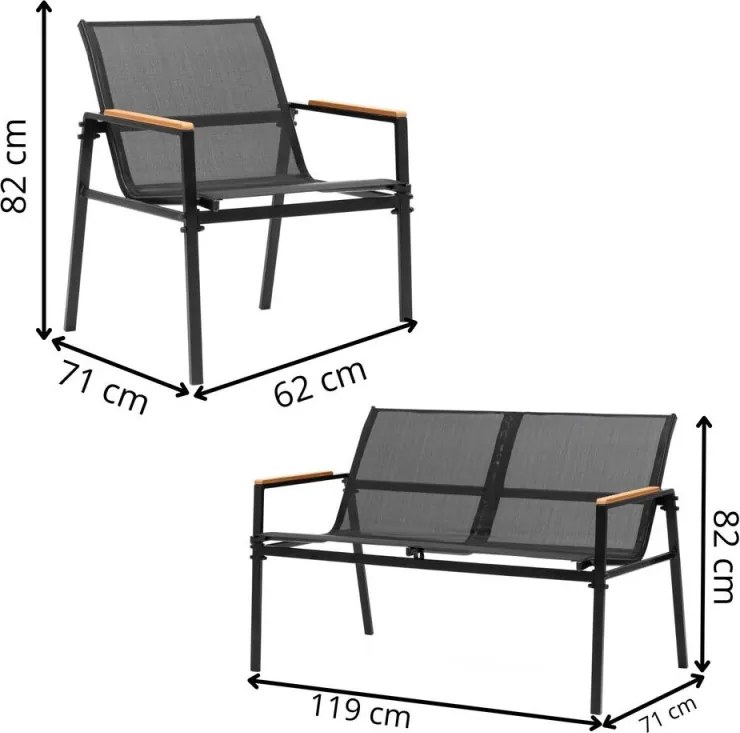 Zahradní set nábytku SPRINGOS GF0120 černý