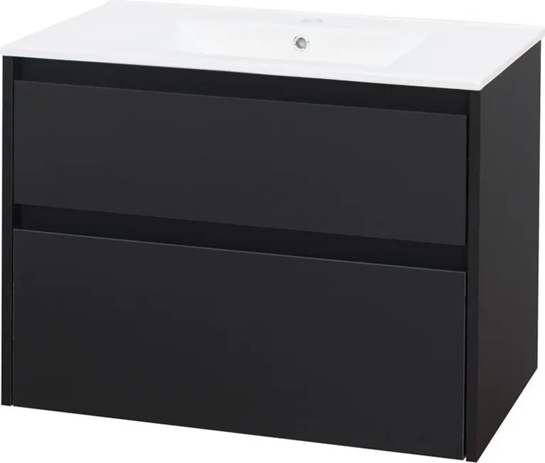 Mereo Mereo, Opto, koupelnová skříňka s keramickým umyvadlem 81 cm, bílá, dub, bílá/dub, černá, CN941