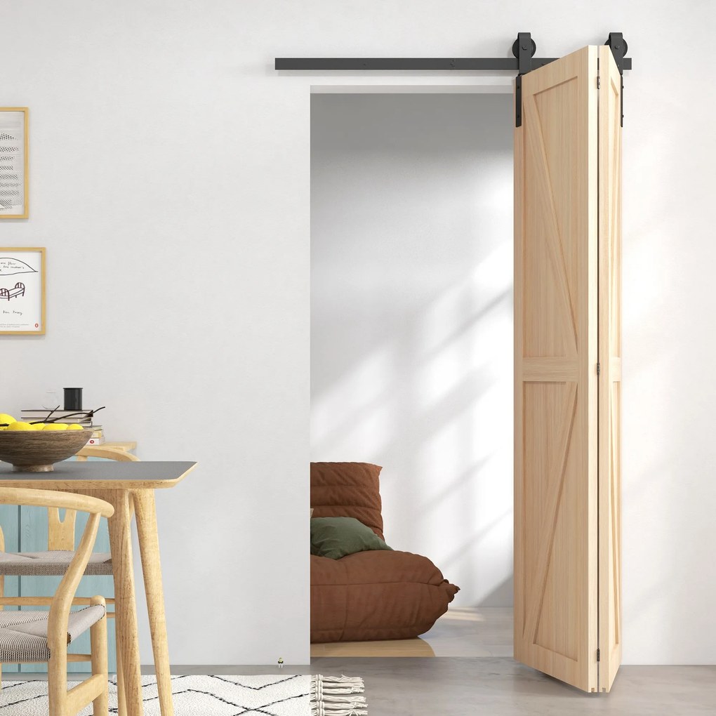 HOMCOM 122 CM Sada Kolejnic pro Posuvné Dveře pro Skládací Dveře se Systémem J pro 2 Dveře