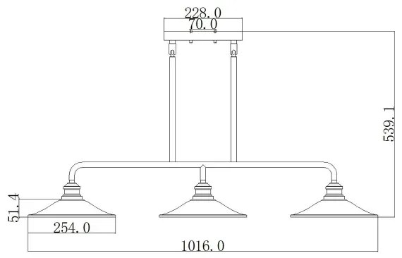 Elstead HK-RIGBY-ISLE-KZ - Lustr na tyči RIGBY 3xE27/60W/230V
