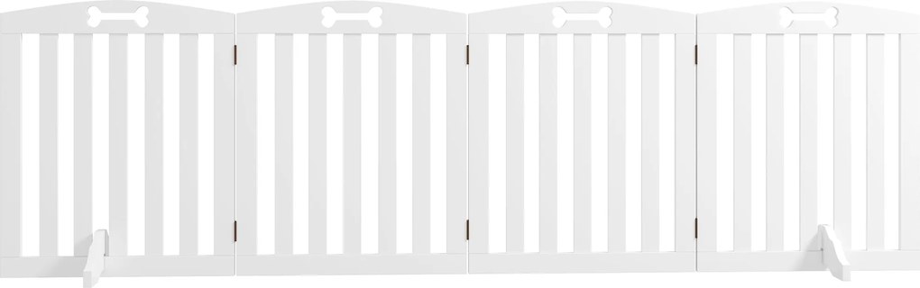 PawHut Psí Zábrana, 4-panelová, 207,5 x 61 cm Skládací Ochrana Dveří s 2 Podporujících Nohám, Samostatná Psí Zábrana, Schodišťová Brána pro Střední Ps