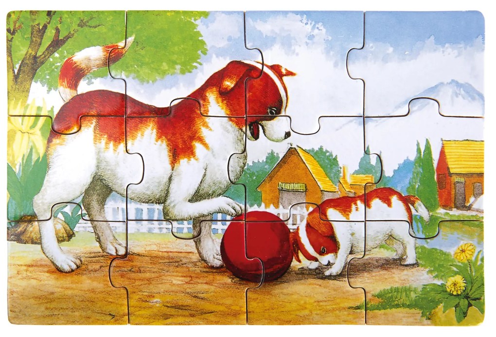 Bino Dřevěné puzzle v krabičce zvířátka