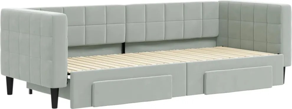 Válenda s přistýlkou a zásuvkami světle šedá 80 x 200 cm samet 3196732