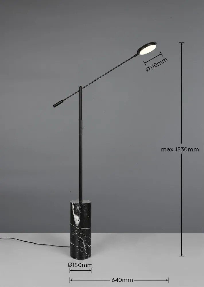 Černá LED stojací lampa (výška 145 cm) Fiore – Trio Select