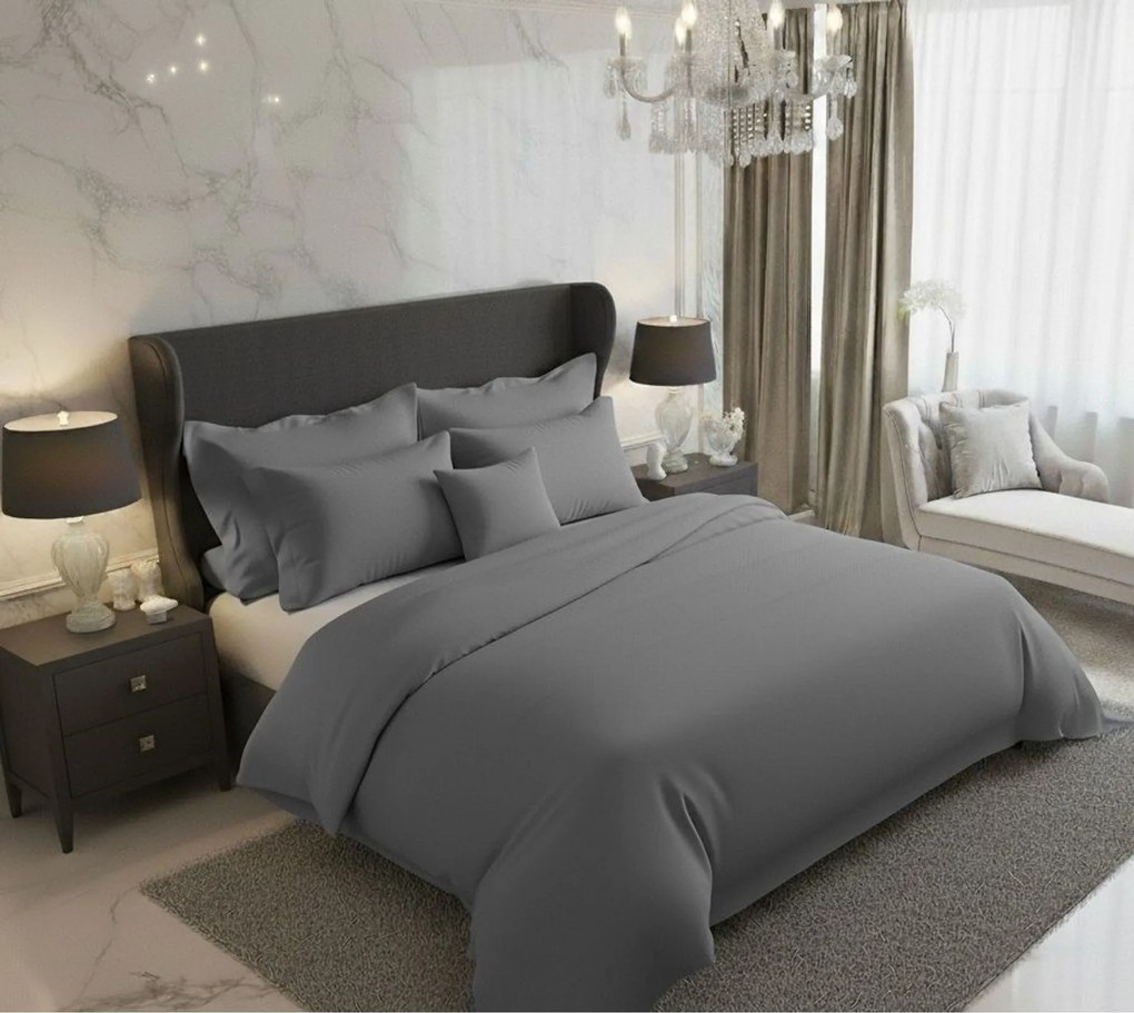 Saténové povlečení LUXURY COLLECTION tmavě šedé - 1x 140/220, 1x 70/90cm