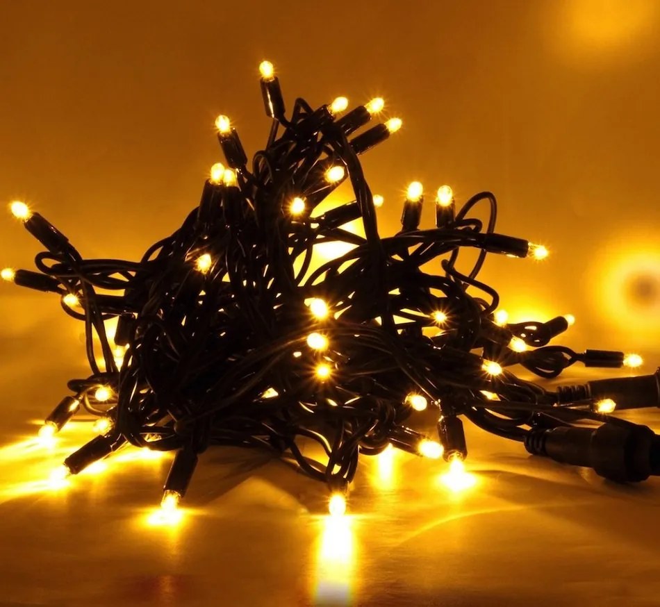 Easy Fix LED světelný řetěz, 100 m, venkovní, teple bílá s FLASH, 600 diod, černý kabel, IP67, cívka