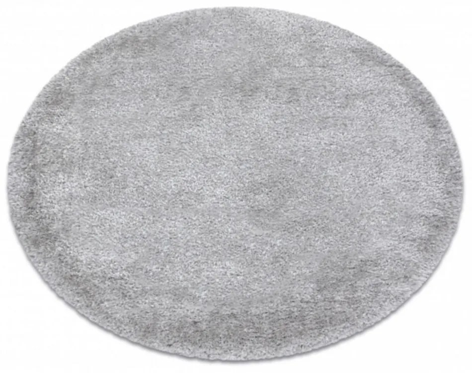 Kusový koberec shaggy Flufy šedý kruh 100cm
