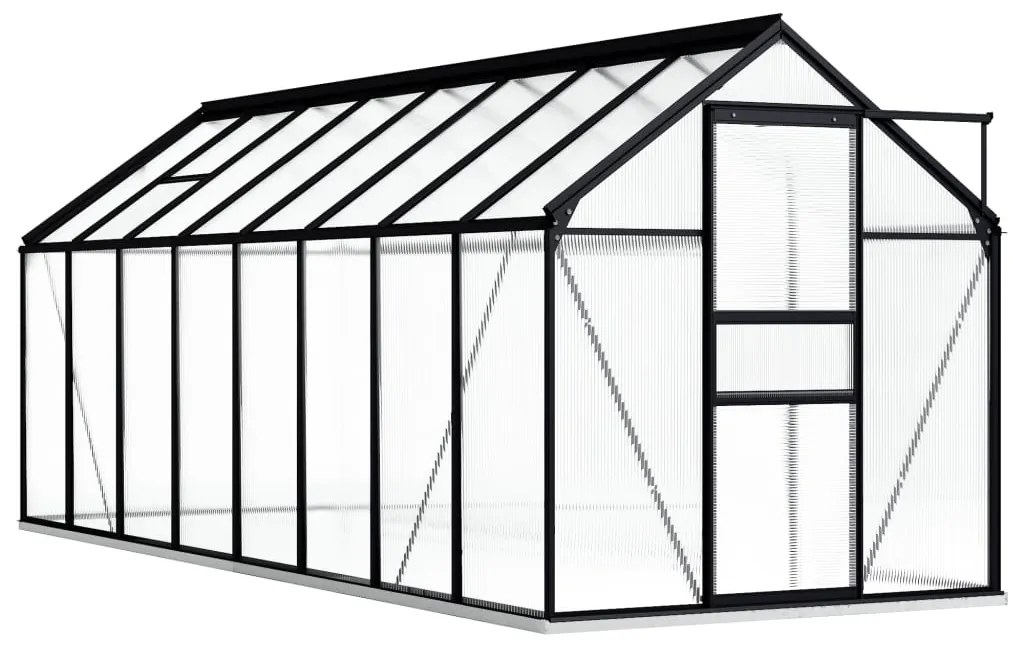 Skleník s podkladovým rámem antracitový hliník 9,31 m² - Default Title