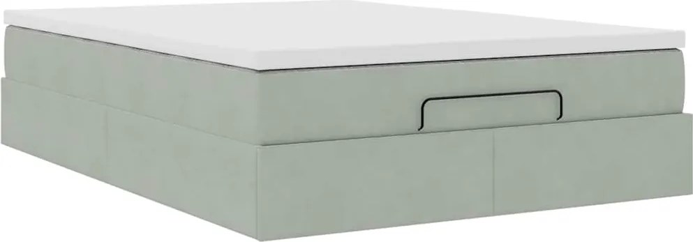 Osmanský rám postele s matrací světle šedá 140x190cm samet 3311183