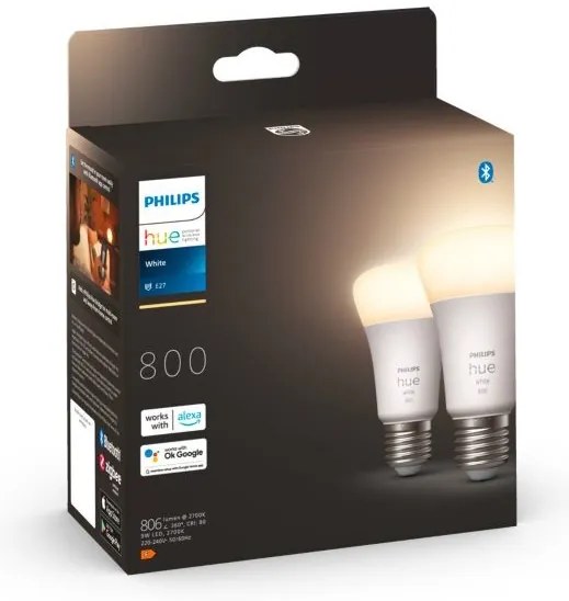 Philips hue 8719514319028 led žárovky set 2x9w | 806lm | 2700k - stmívatelné, bluetooth, white