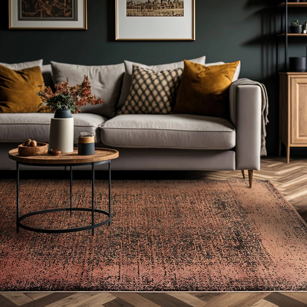 Tribeca Design Kusový koberec Trigger Terracotta Black Rozměry: 160x230 cm