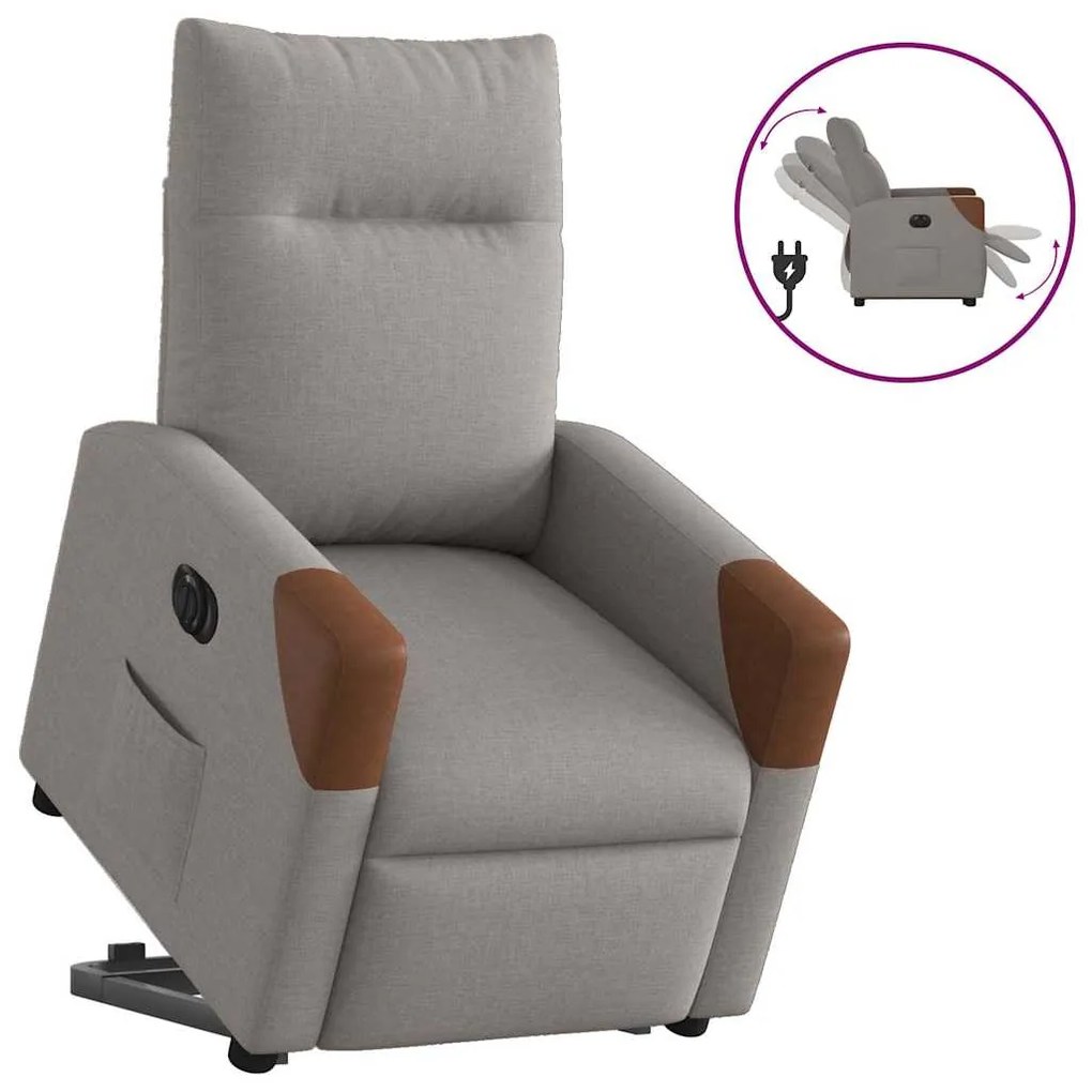 Elektrické zvedací polohovací křeslo taupe textil 3324027