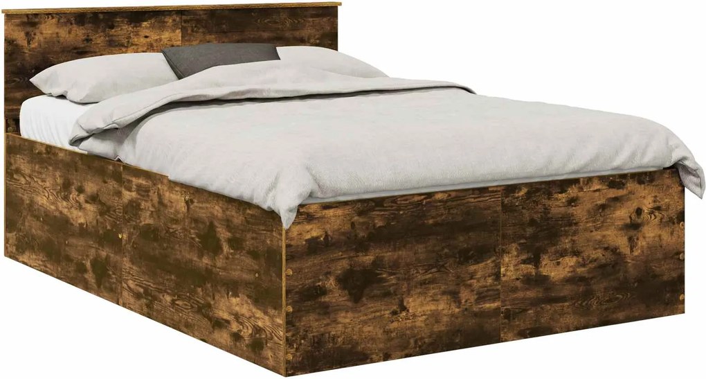 Rám postele s čelo Kouřový dub 150 x 200 cm Kompozitní dřevo 3408568