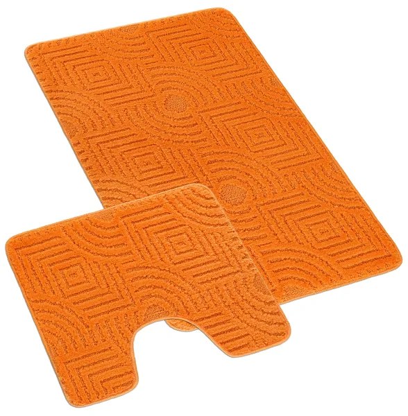 Bellatex koupelnové předložky SADA BANY 60x100 + 60x50 cm s výkrojem Bludiště oranžová