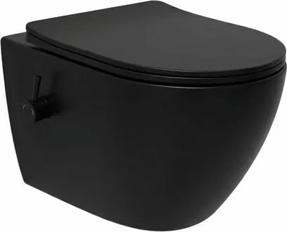 WC s bidetem závěsné SAT Fusion černá mat zadní odpad SATFUS11BFCBKM
