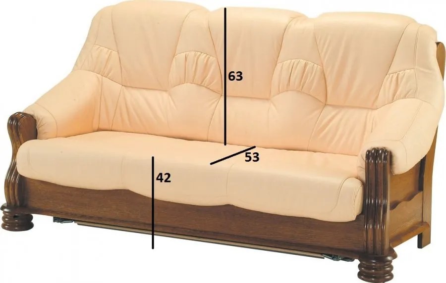 Casarredo - Komfort nábytek Rozkládací trojmístná pohovka ARTUR kůže | potah: Kůže S-42,barva: moření 11