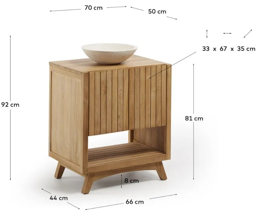 OnaDnes -20% Dřevěná koupelnová skříňka Kave Home Kuveni 80 x 70 cm