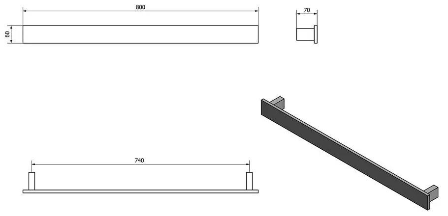 Matně černý nástěnný držák na ručníky Patron – Sapho