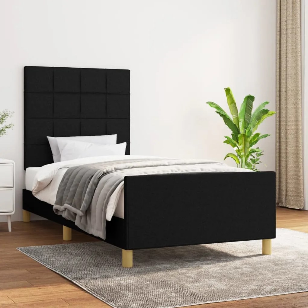 Rám postele bez matrací černá 90x200 cm textil 3125027