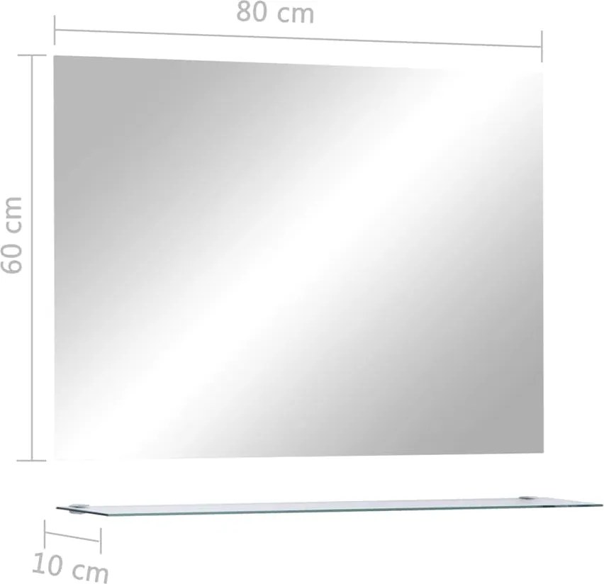 Nástěnné zrcadlo s policí 80 x 60 cm tvrzené sklo 249442