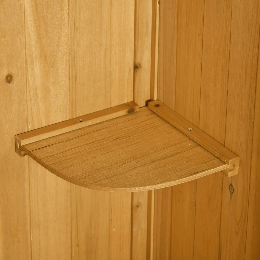 Outsunny zahradní skříňka zahradní kůlna na nářadí s policemi asfaltová střecha okno dřevo žlutá+zelená 77 x 54,2 x 179 cm