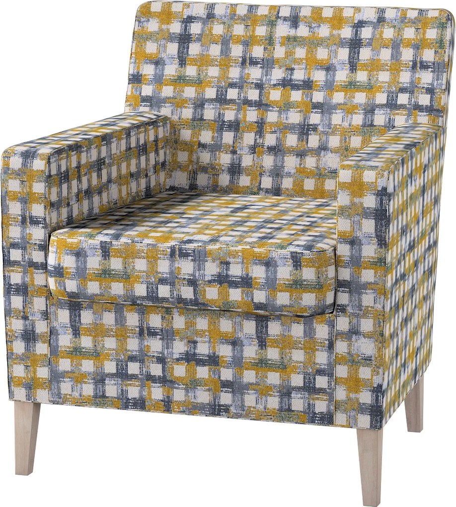 Potah na křeslo IKEA Karlstad barva modrá látka pletený vzor, vzorované