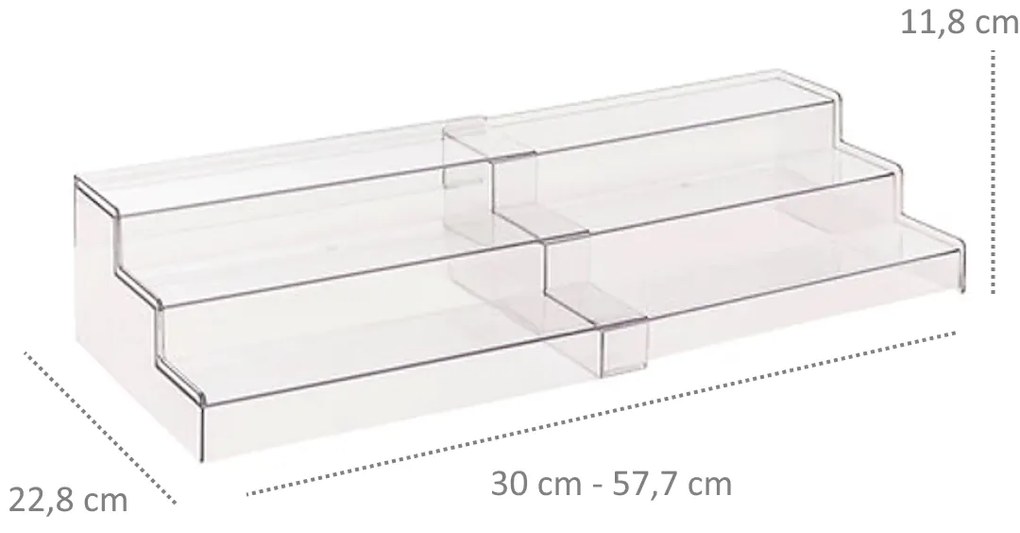 JJA Přídavná roztahovací polička, organizér na kořenky, 3 schůdky,  31 - 58 x 23 x 12 cm