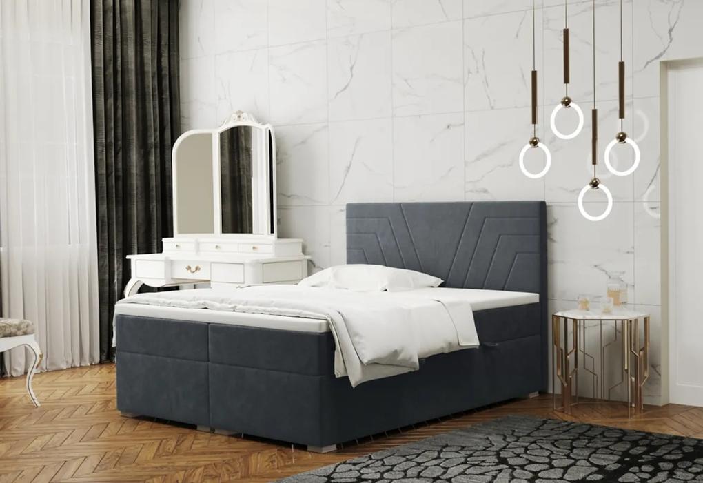 Čalouněná postel boxspring CASTEL + topper, 140x200, matt velvet 93